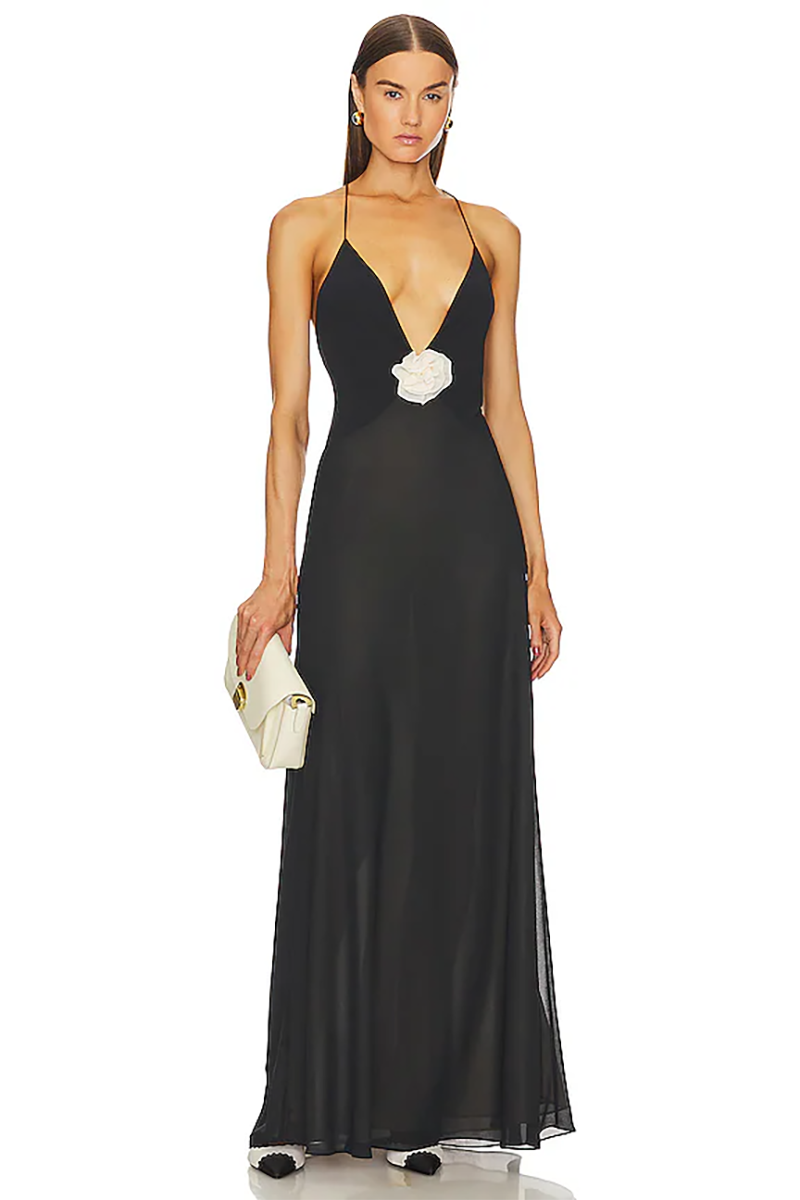 Sheer Deep V Long Slip Dress | The Borrowed Collective | Designer ...
